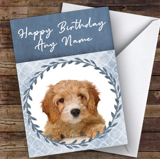 Cavapoo Dog Blue Animal Personalised Birthday Card - The Card Zoo