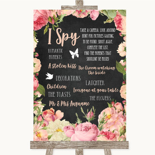 Chalk Style Blush Pink Rose and Gold I Spy Disposable Camera Wedding ...