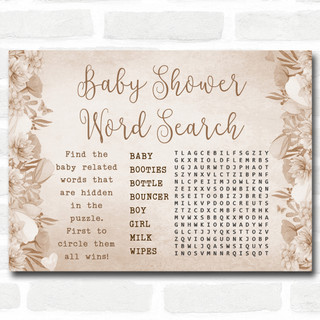 Giraffe Animal Print Baby Shower Games Word Search Cards - The Card Zoo