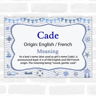Cade Name Meaning Nautical Certificate - The Card Zoo
