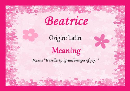 Beatrice Personalised Name Meaning Certificate - The Card Zoo