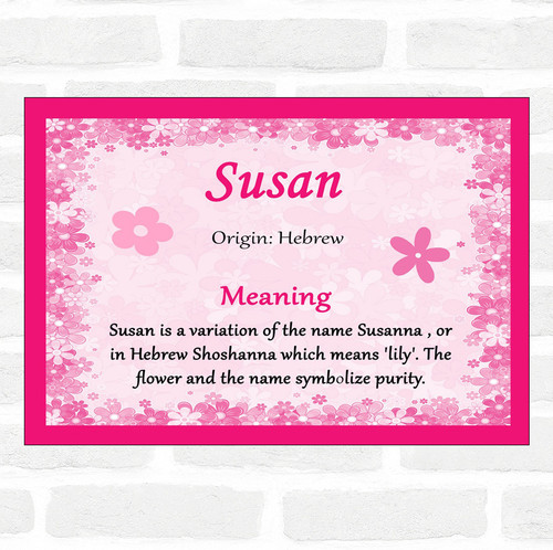 Susan Name Meaning Pink Certificate - The Card Zoo