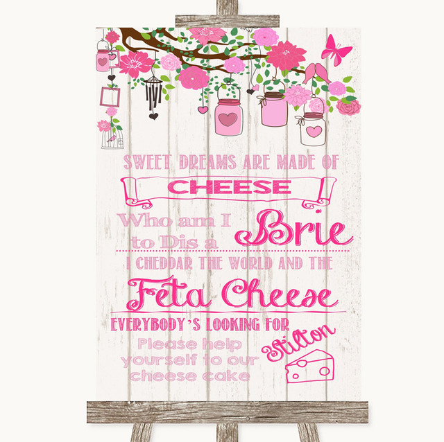 Coral Rustic Wood Cheesecake Cheese Song Personalised Wedding Sign ...