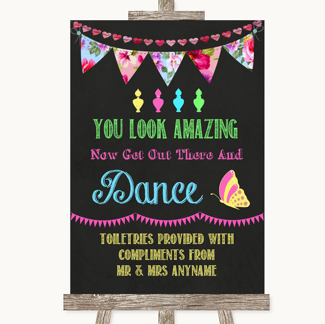 Bright Bunting Chalk Welcome Order Of The Day Personalised Wedding Sign ...