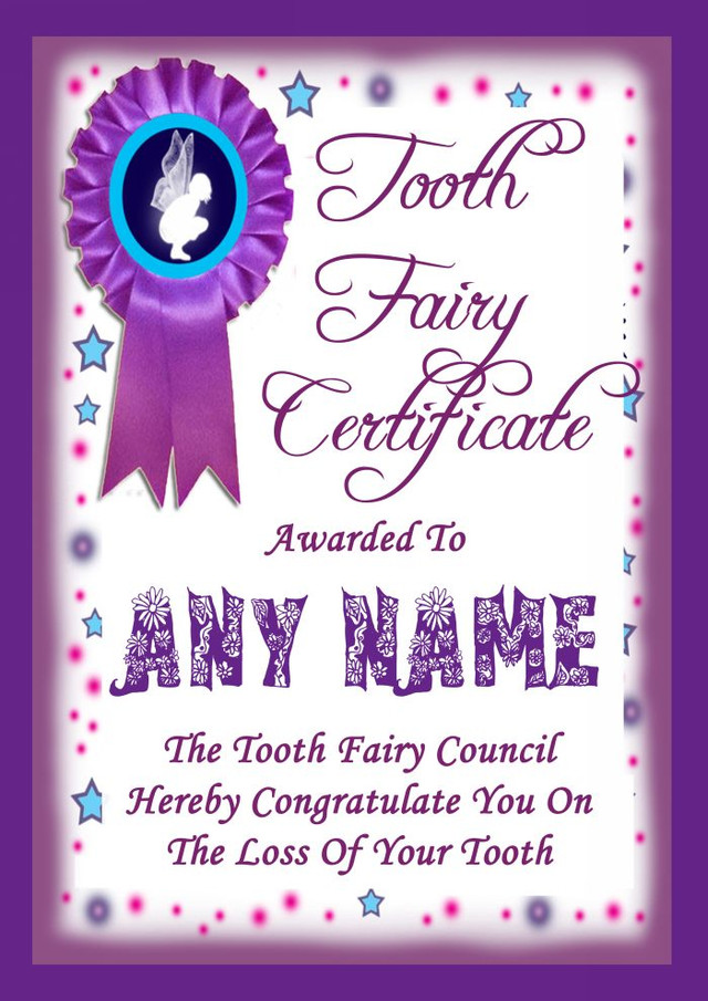 First Lost Tooth Blushing Tooth Fairy Personalised Certificate Award ...
