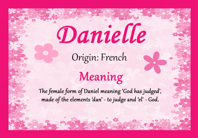 Danielle Personalised Name Meaning Certificate - The Card Zoo
