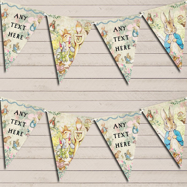Pretty Pink Peter Rabbit Personalised Baby Shower Bunting - The Card Zoo