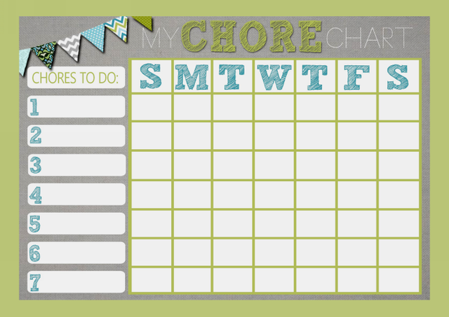 Weekly Chore Rota Task Reward Chart Green And Grey - The Card Zoo