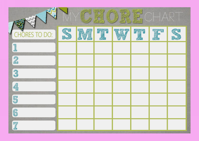 Weekly Chore Rota Task Reward Chart Pink And Grey - The Card Zoo