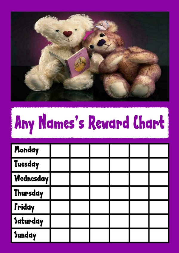 Purple Teddy Bears Star Sticker Reward Chart - The Card Zoo