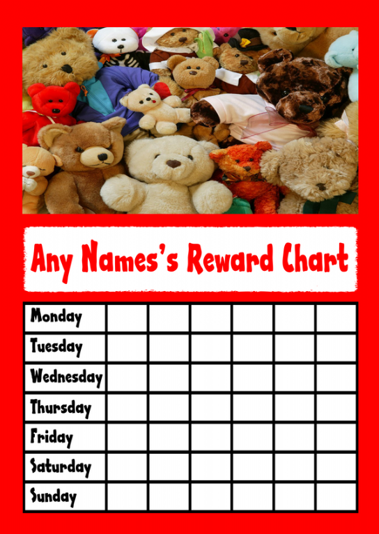 Red Teddy Bears Star Sticker Reward Chart - The Card Zoo