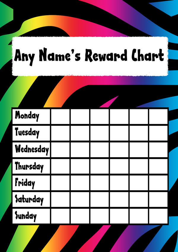 Pink Zebra Print Star Sticker Reward Chart - The Card Zoo