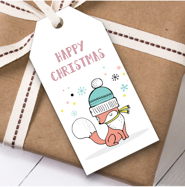 Cute Snowy Red Fox Christmas Gift Tags - The Card Zoo