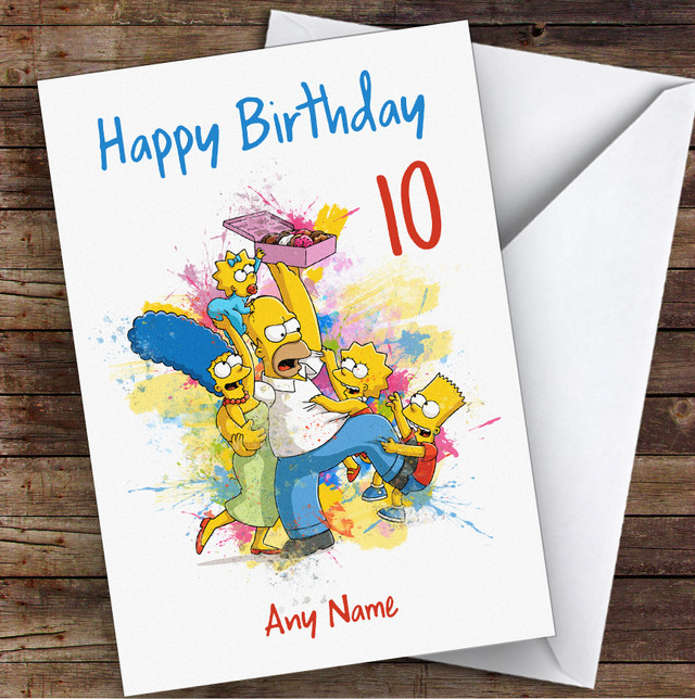 Lisa Simpson Watercolour Splatter The Simpsons Children's Kids Birthday ...