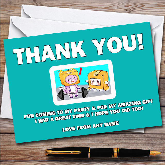 Lankybox Justin Adam Boxy & Foxy Children's Birthday Party Invitations ...