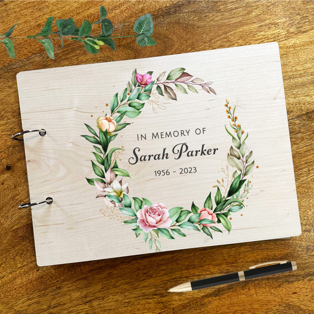 Wood Watercolour Floral Sympathy In Loving Memory Funeral Condolence ...