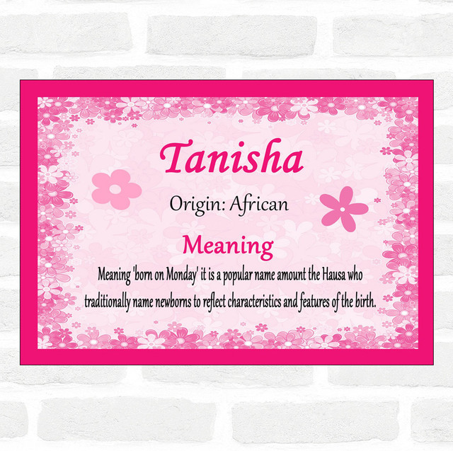 Tanisha Name Meaning Pink Certificate - The Card Zoo