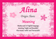 Alina Personalised Name Meaning Certificate - The Card Zoo
