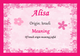 Alisa Personalised Name Meaning Certificate - The Card Zoo