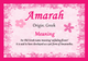 Amarah Personalised Name Meaning Certificate - The Card Zoo
