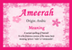 Ameerah Personalised Name Meaning Certificate - The Card Zoo