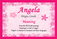 Angela Personalised Name Meaning Certificate - The Card Zoo