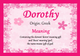 Dorothy Personalised Name Meaning Certificate - The Card Zoo