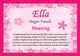 ELLA Personalised Name Meaning Certificate - The Card Zoo