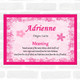 Adrienne Name Meaning Pink Certificate - The Card Zoo
