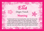 ELLA Personalised Name Meaning Certificate - The Card Zoo