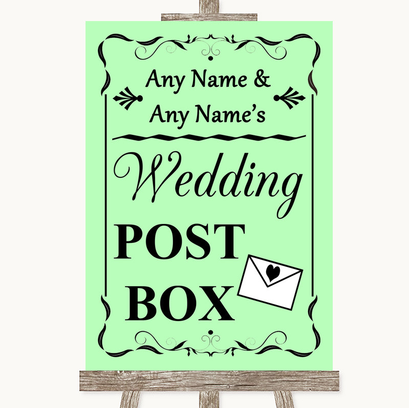 Red & Gold Card Post Box Personalised Wedding Sign - The Card Zoo