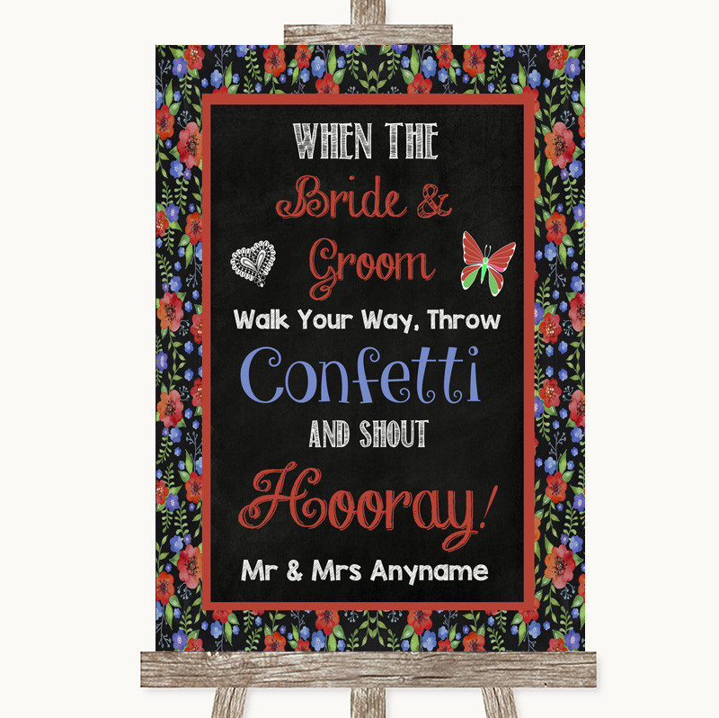 Bright Bunting Chalk Confetti Personalised Wedding Sign - The Card Zoo