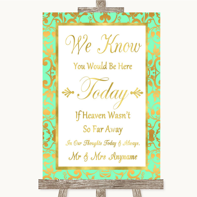 Black Mint Green and Silver Loved Ones In Heaven Personalised Wedding ...