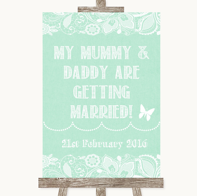 Coral Burlap and Lace Mummy Daddy Getting Married Personalised Wedding ...