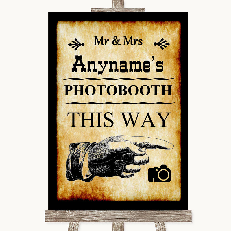 Red & Gold Photobooth This Way Right Personalised Wedding Sign - The ...