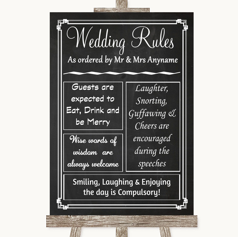 Chalk Sketch Rules Of The Wedding Personalised Wedding Sign - The Card Zoo
