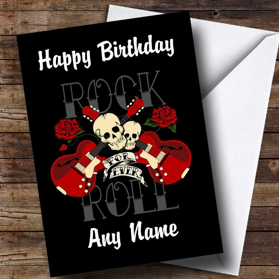 Rock N Roll Music Personalised Birthday Card - The Card Zoo