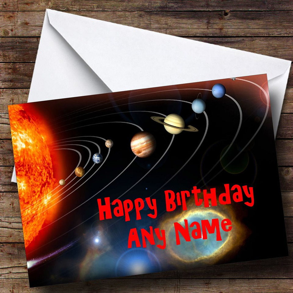 Celestial Collection Planets Space Purple Personalised Birthday Card ...