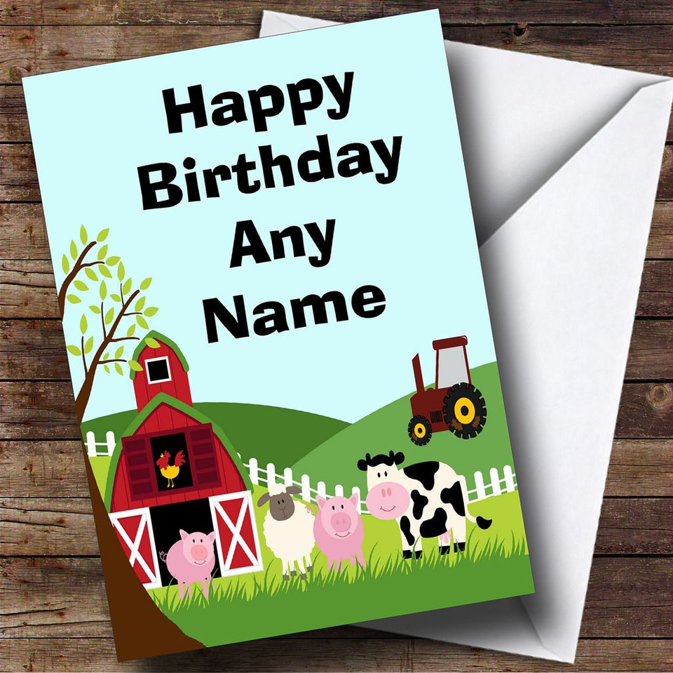 Farm Animals And Tractor Personalised Birthday Card - The Card Zoo