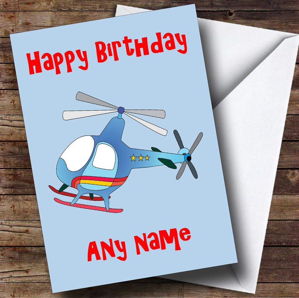 Red and Yellow Helicopter Personalised Birthday Card - The Card Zoo