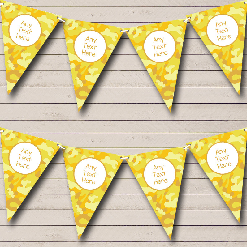 Orange Yellow Camouflage Personalised Birthday Party Bunting - The Card Zoo