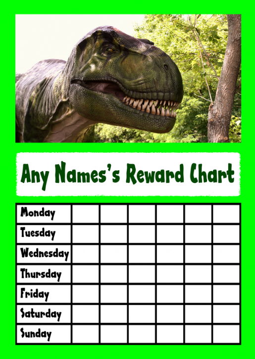 Green T Rex Dinosaur Star Sticker Reward Chart - The Card Zoo