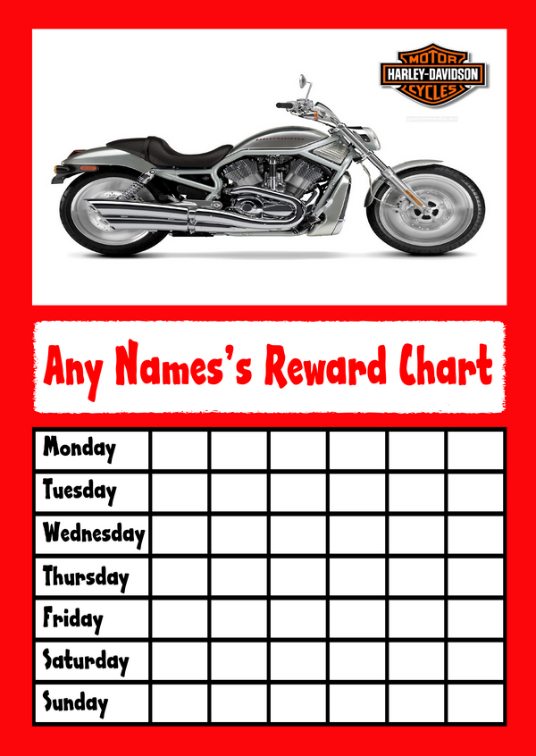 Harley Davidson Motorcycle Star Sticker Reward Chart - The Card Zoo