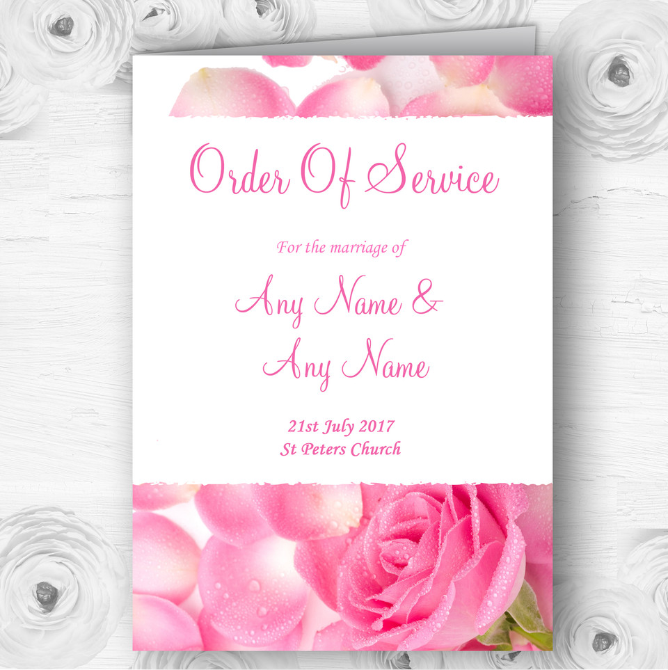 Pink Pretty Roses Personalised Wedding Double Sided Cover Order Of ...