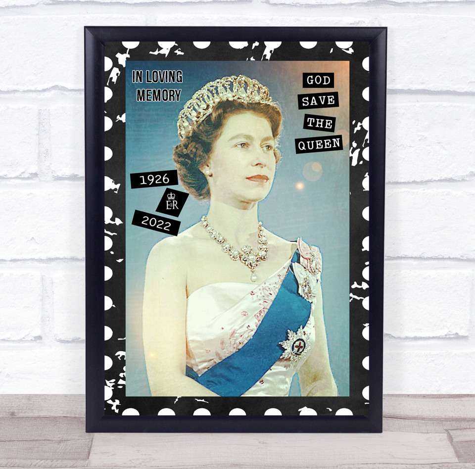 Queen Elizabeth II Memorial Head Silhouette Flag Art Poster Print - The ...