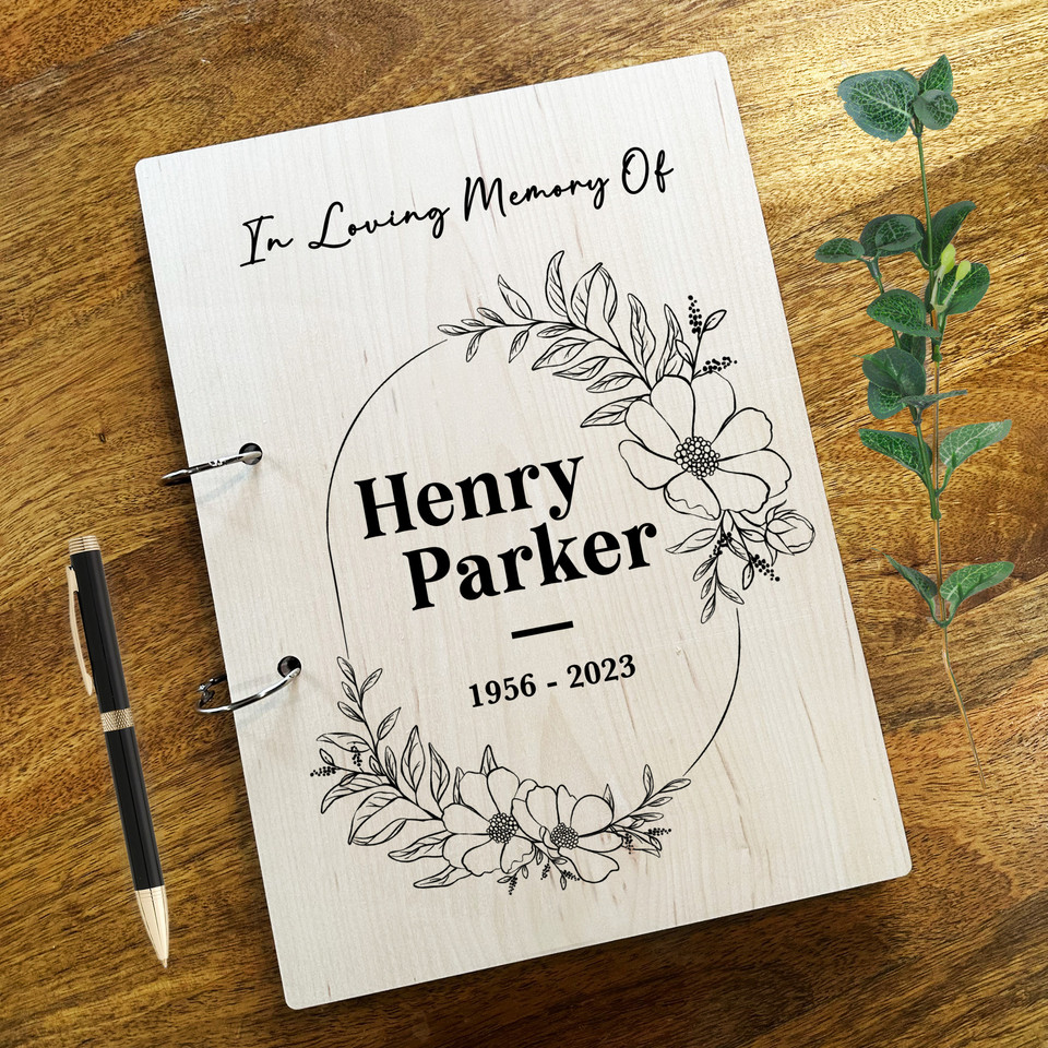 Wood Watercolour Floral Sympathy In Loving Memory Funeral Condolence ...