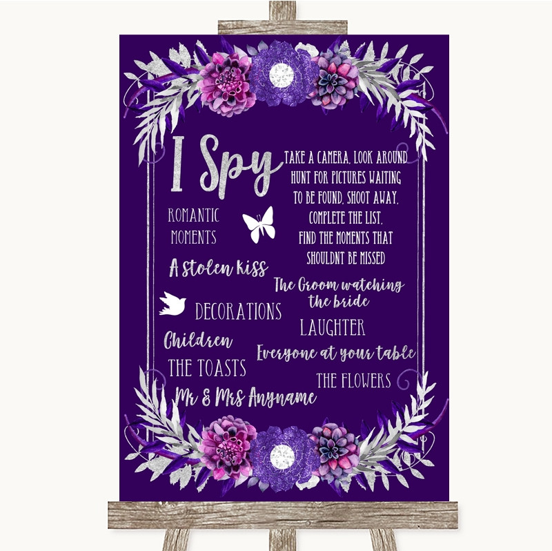 Black and White Stripes Purple I Spy Disposable Camera Personalised ...
