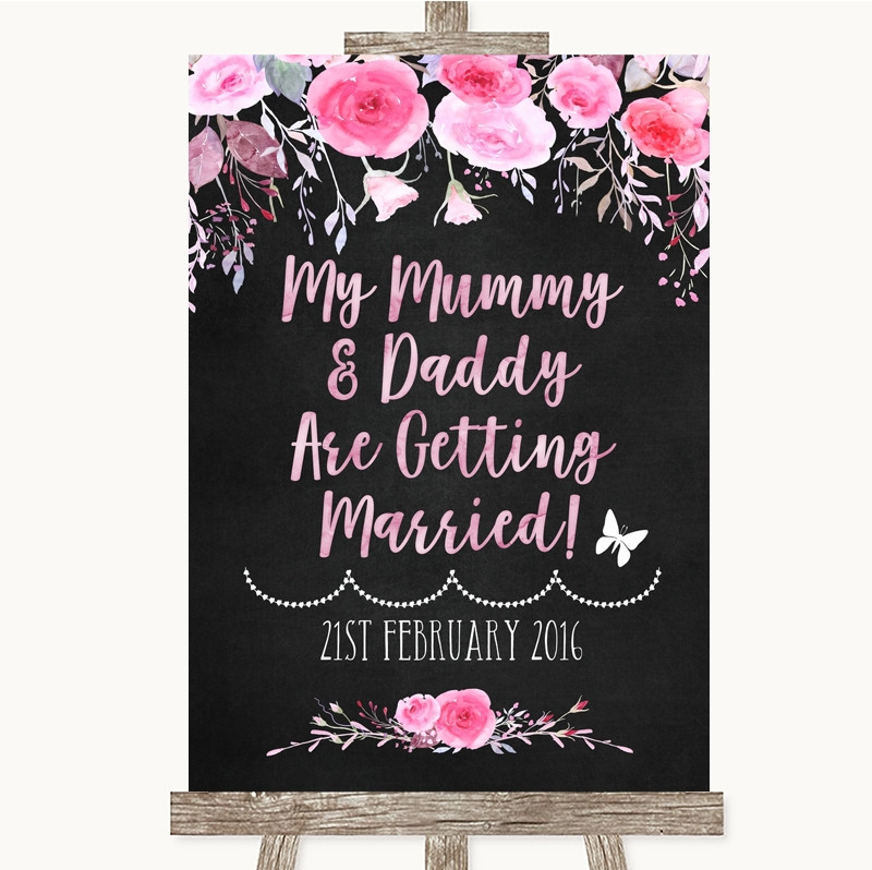 Chalk Style Black and White Lights Mummy Daddy Getting Married Wedding ...