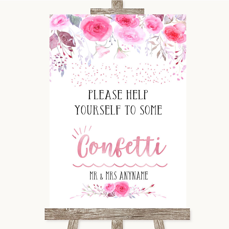 Red Watercolour Lights Take Some Confetti Personalised Wedding Sign ...