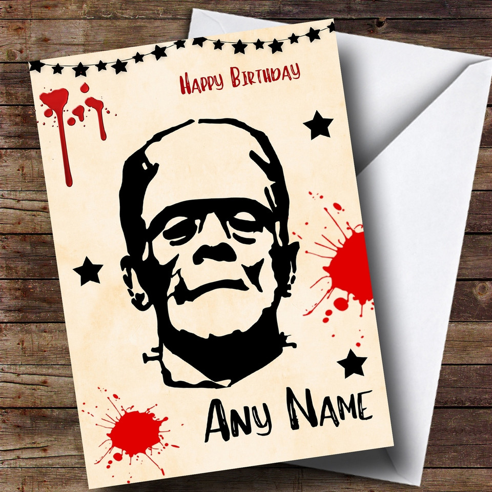 Frankenstein Cartoon Personalised Birthday Card - The Card Zoo